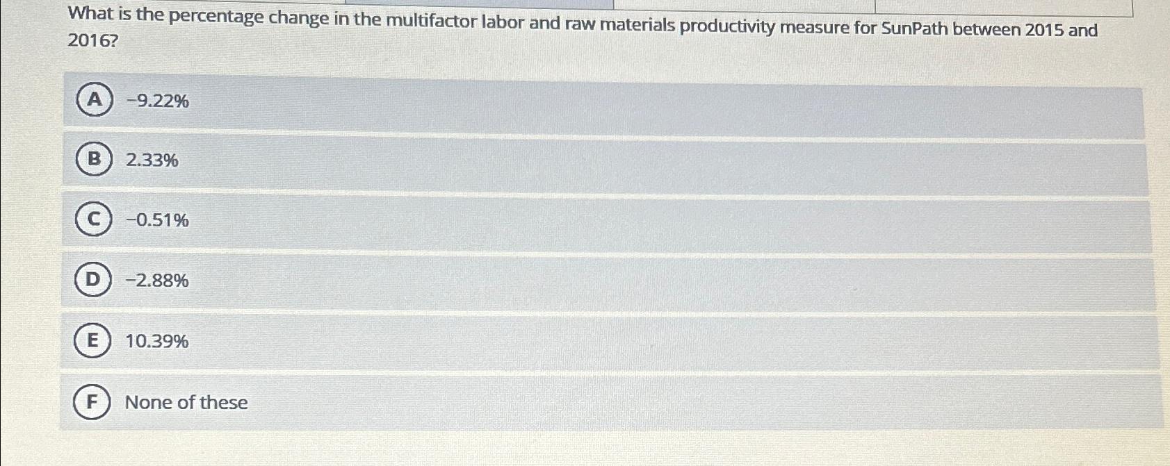Solved What is the percentage change in the multifactor | Chegg.com