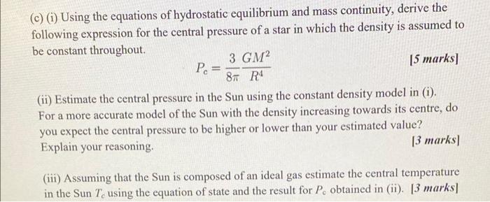 Solved () (1) Using the equations of hydrostatic equilibrium | Chegg.com