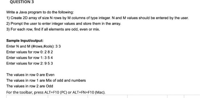 Solved QUESTION 3 Write a Java program to do the following: | Chegg.com