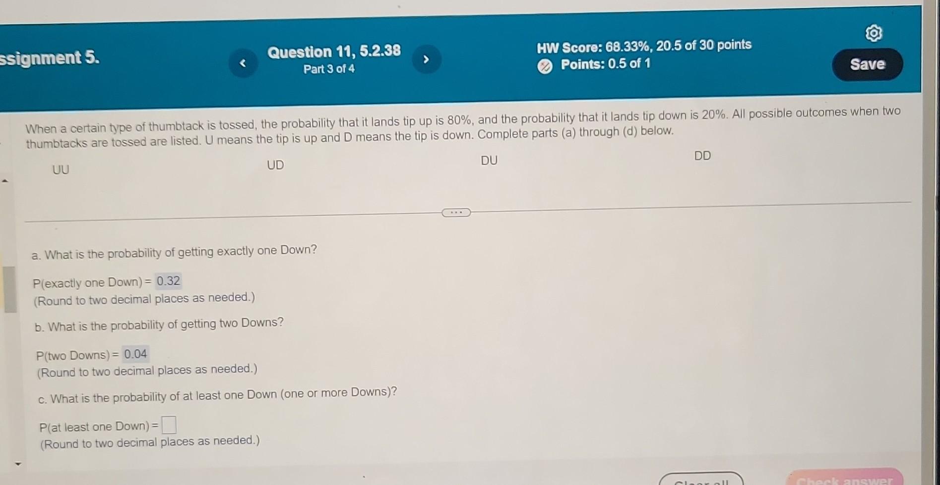 Solved When a certain type of thumbtack is tossed, the | Chegg.com