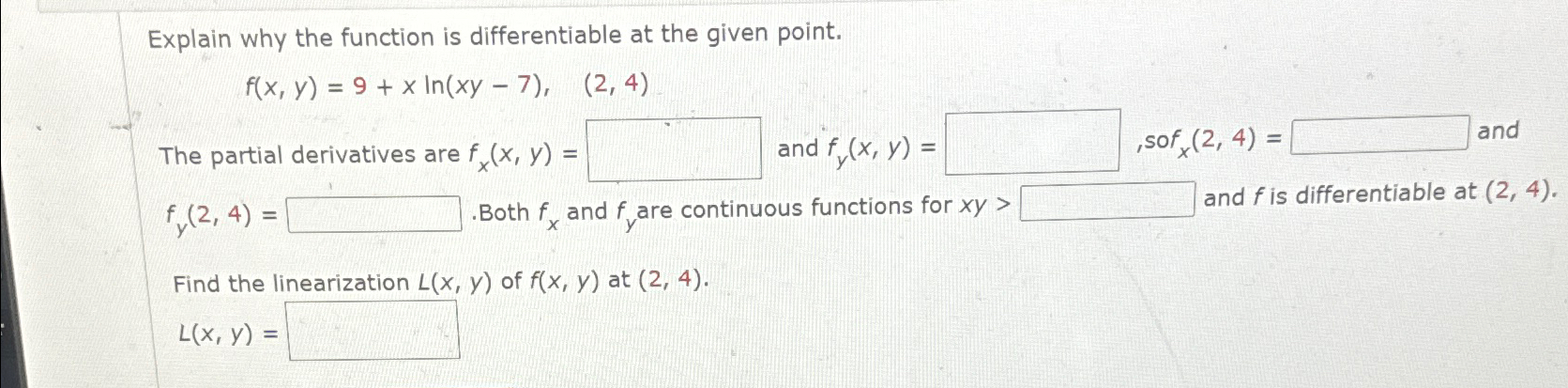 Solved Explain why the function is differentiable at the | Chegg.com