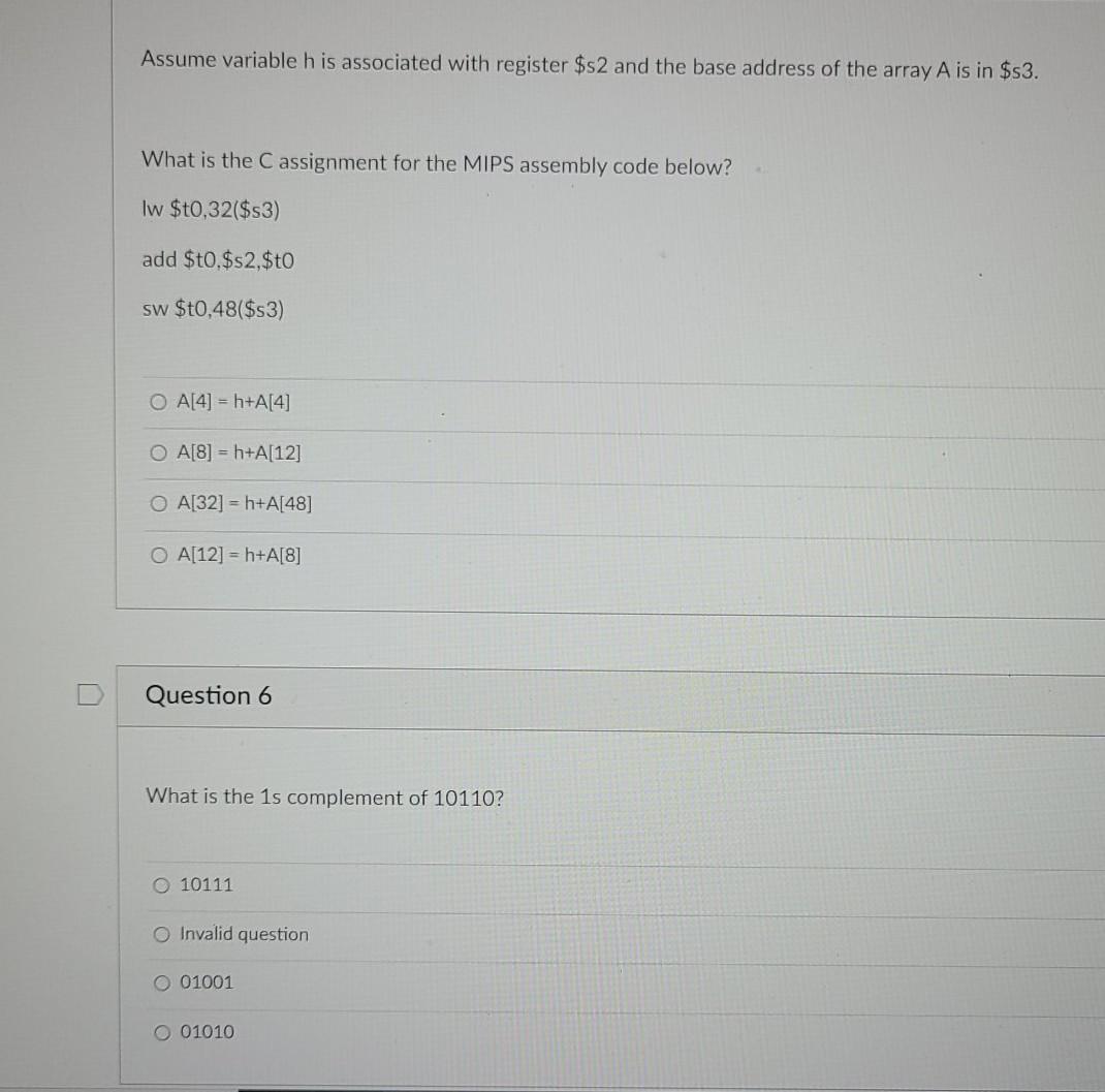 Solved Question 1 Mips Has 230 Memory Words True O False 