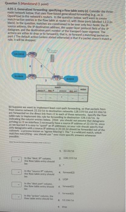 Question 5 (Mandatory) (1 point) 4.05-2. Generalized | Chegg.com