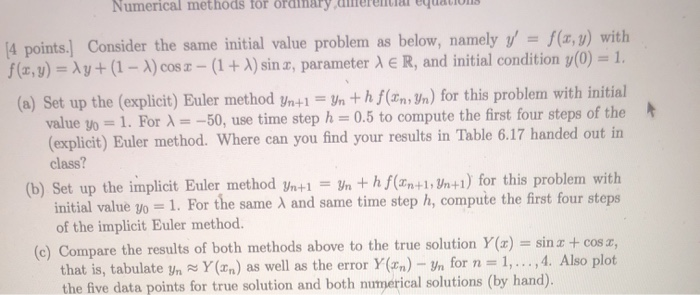 Solved Numerical methods for ordinary duerential equation [4 | Chegg.com