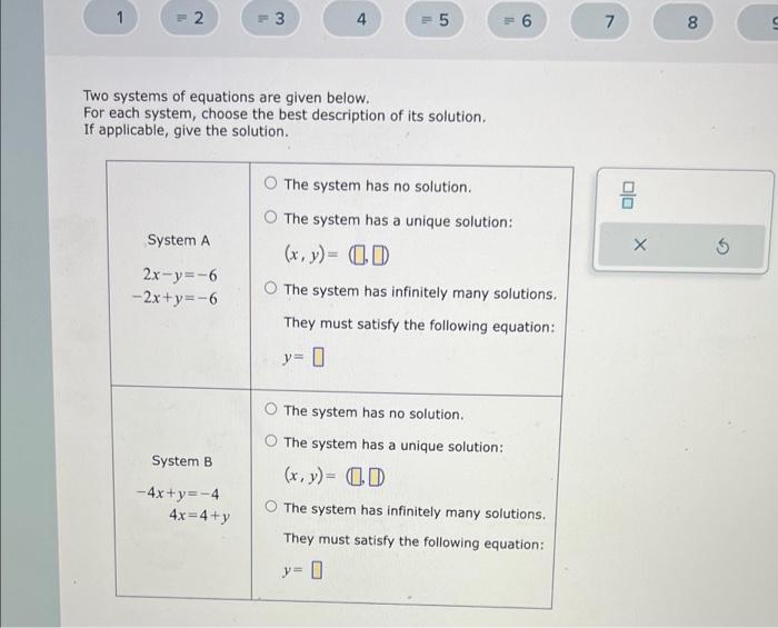 Solved Two systems of equations are given below. For each | Chegg.com
