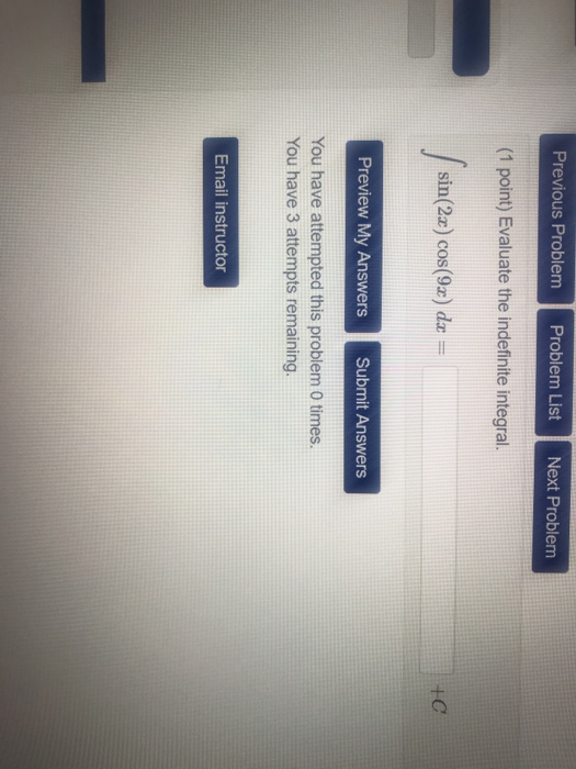 Solved Previous Problem Problem List Next Problem (1 point) | Chegg.com