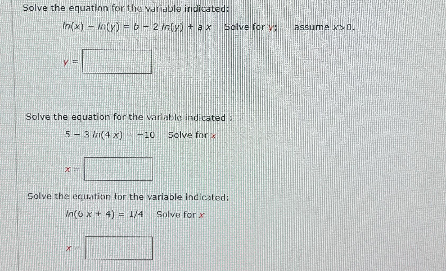 Solved Solve the equation for the variable | Chegg.com