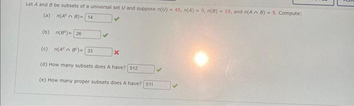 Solved Let A and B be subsets of a universal set U and | Chegg.com