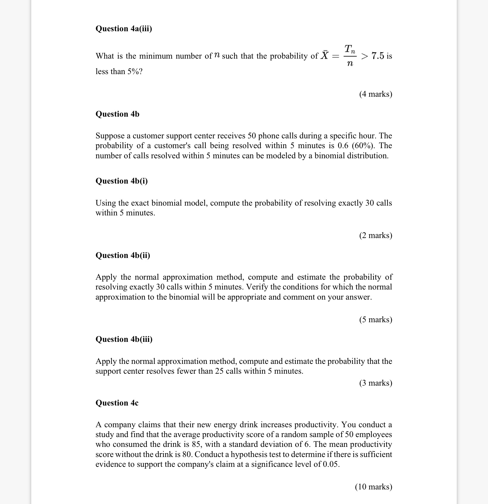 Solved Question 4a(iii)What is the minimum number of n ﻿such | Chegg.com