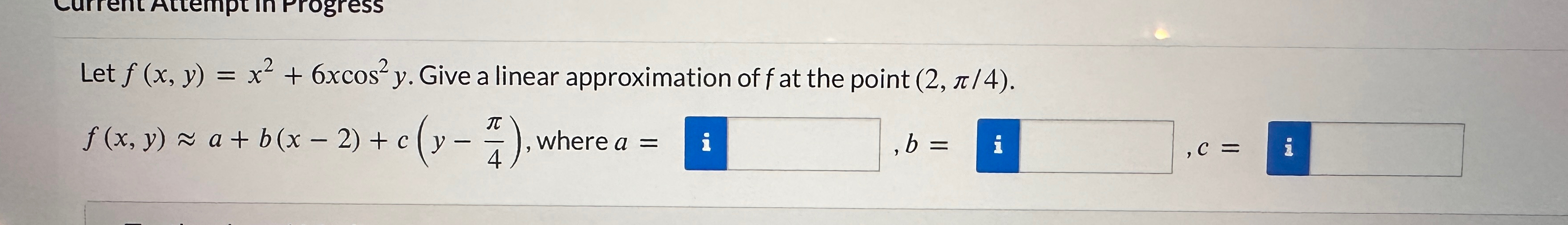 Solved Let f(x,y)=x2+6xcos2y. ﻿Give a linear approximation | Chegg.com