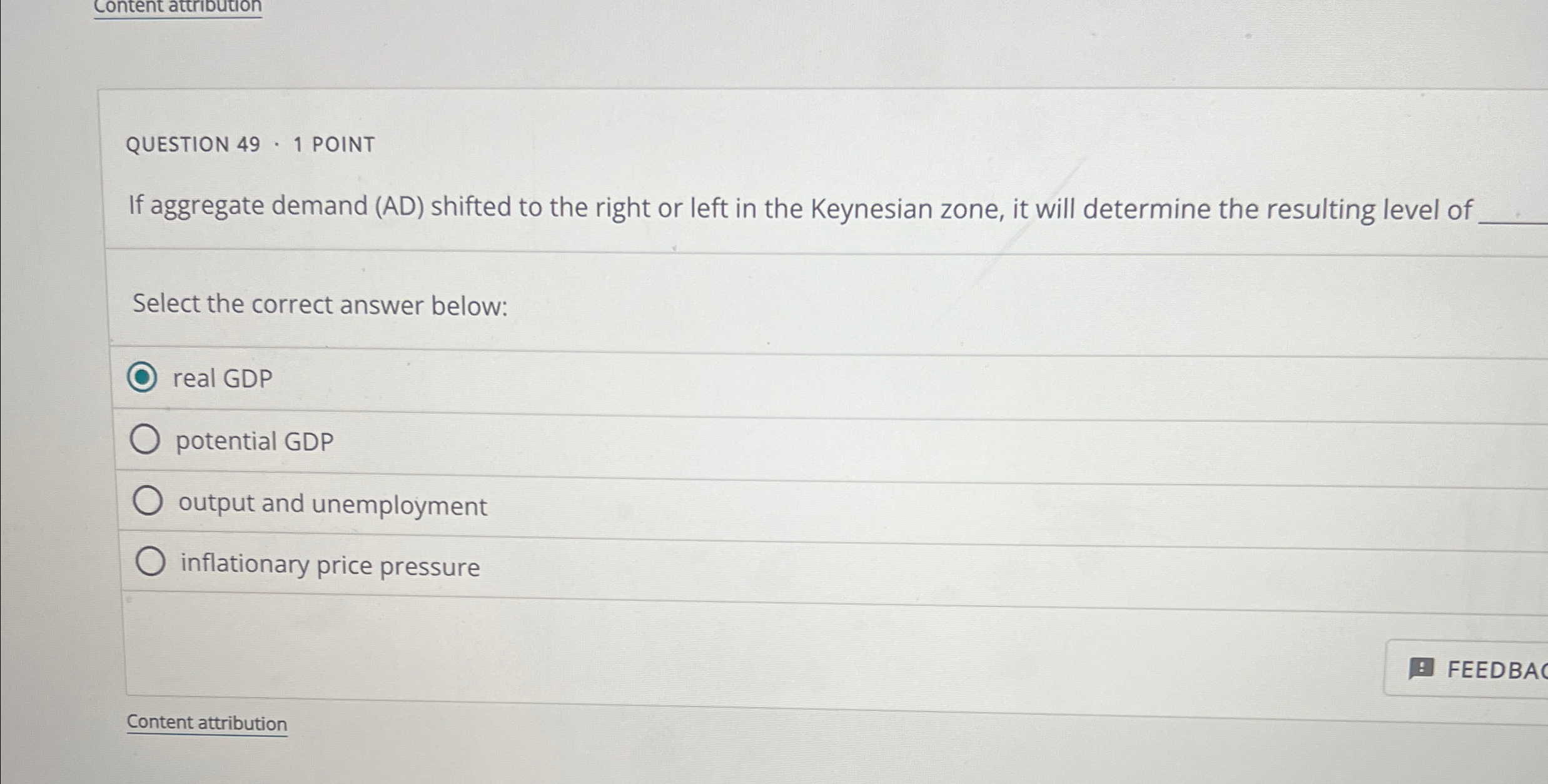 Solved QUESTION 49*1 ﻿POINTIf aggregate demand (AD) ﻿shifted | Chegg.com