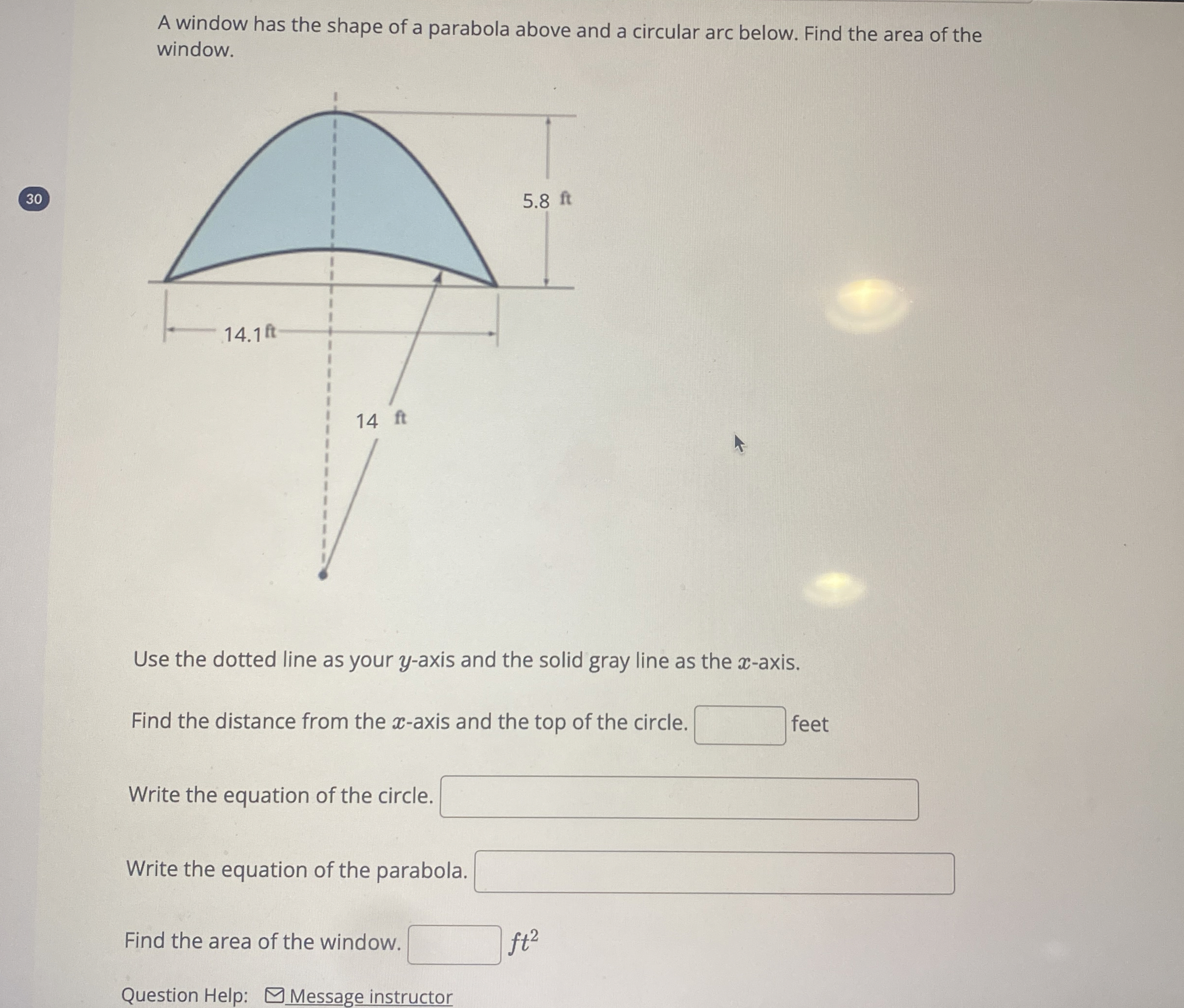 Solved A window has the shape of a parabola above and a | Chegg.com