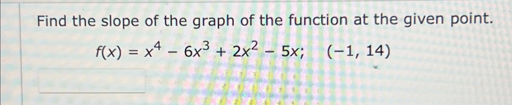 Solved Find the slope of the graph of the function at the | Chegg.com