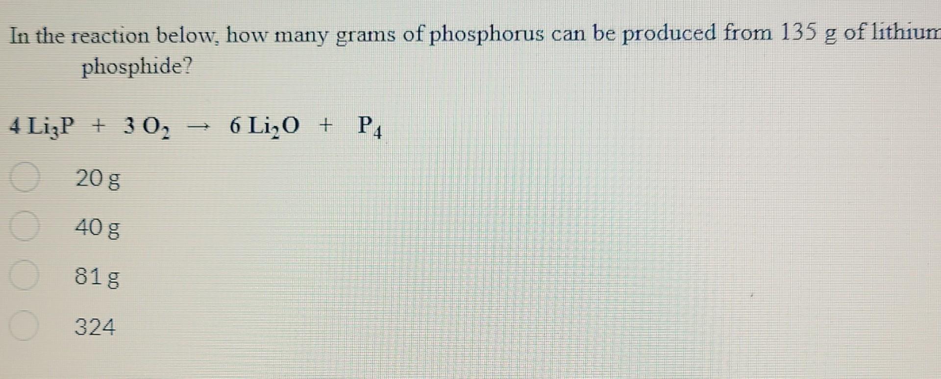 Solved In the reaction below, how many grams of phosphorus | Chegg.com