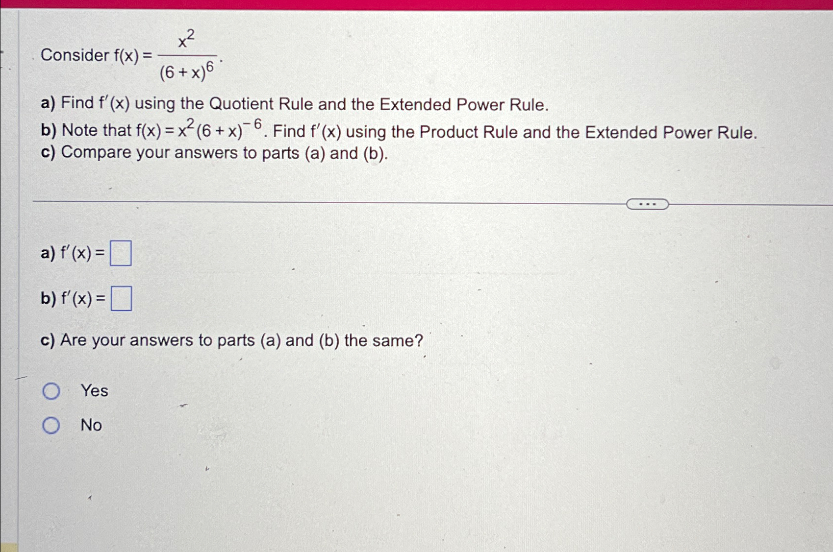 Consider f(x)=x2(6+x)6a) ﻿Find f'(x) ﻿using the | Chegg.com