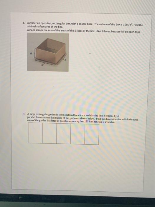 Solved 3. Consider an open-top, rectangular box, with a | Chegg.com