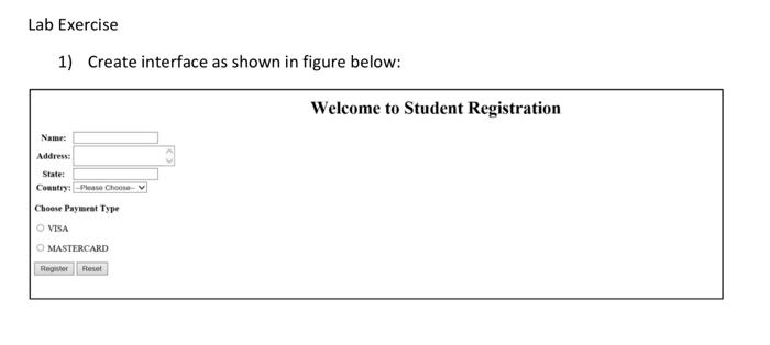 Solved Lab Exercise 1) Create interface as shown in figure | Chegg.com