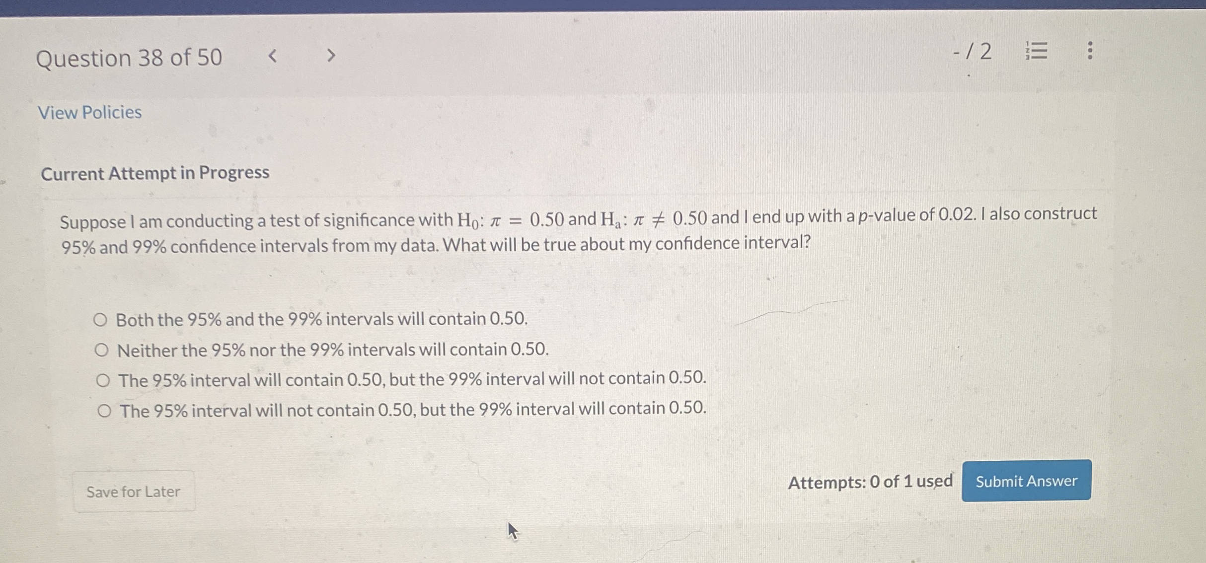 Solved Question 38 ﻿of 50View PoliciesCurrent Attempt in | Chegg.com