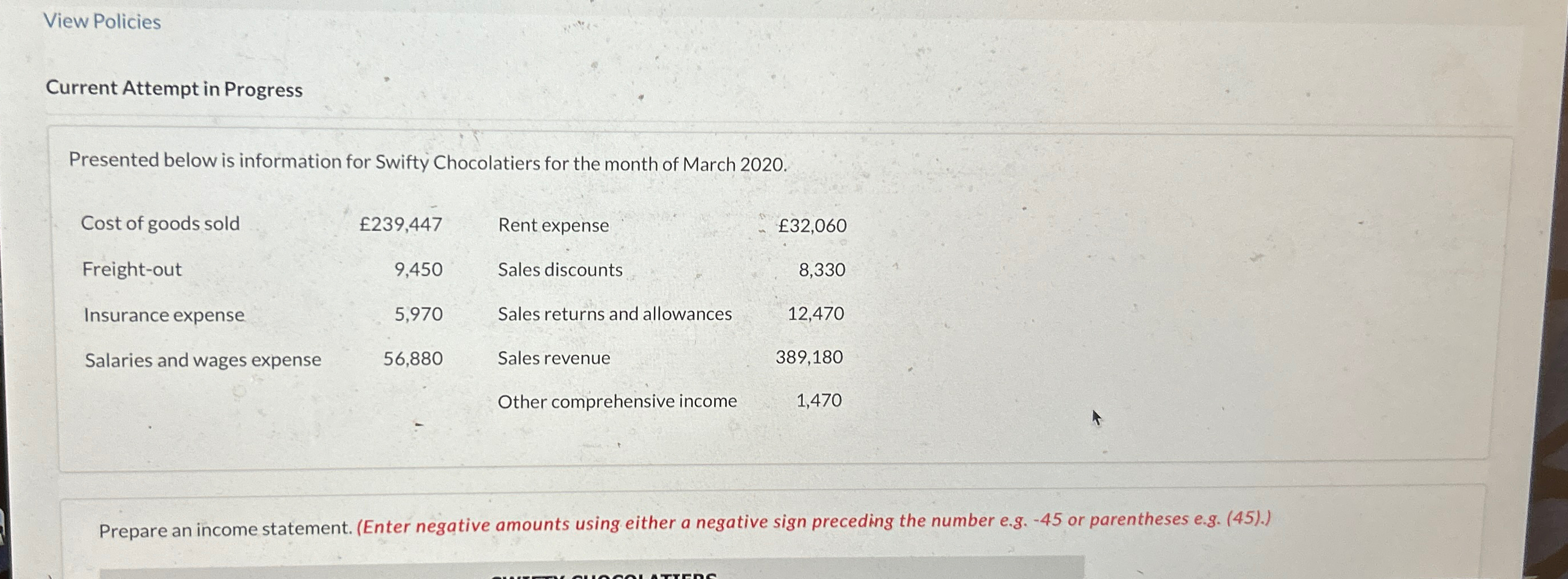 Solved View PoliciesCurrent Attempt in ProgressPresented | Chegg.com