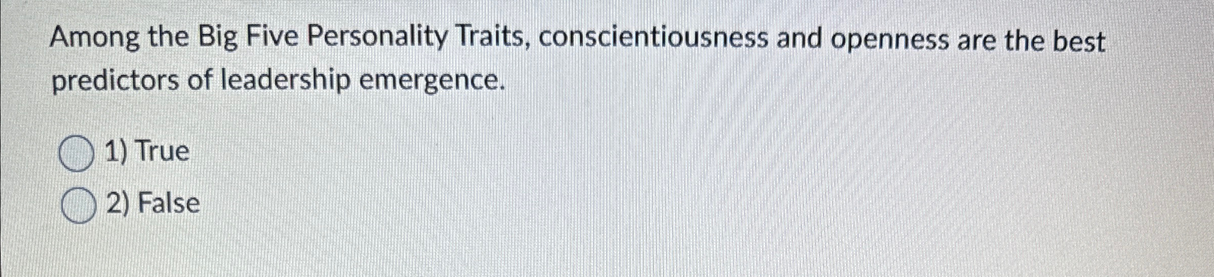 Solved Among the Big Five Personality Traits, | Chegg.com