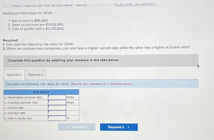 Solved Exercise 12-7 (Algo) Calculate risk ratios (LO12-3) | Chegg.com