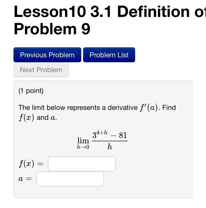 Solved Lesson10 3.1 Definition c Problem 8 (1 point) The | Chegg.com