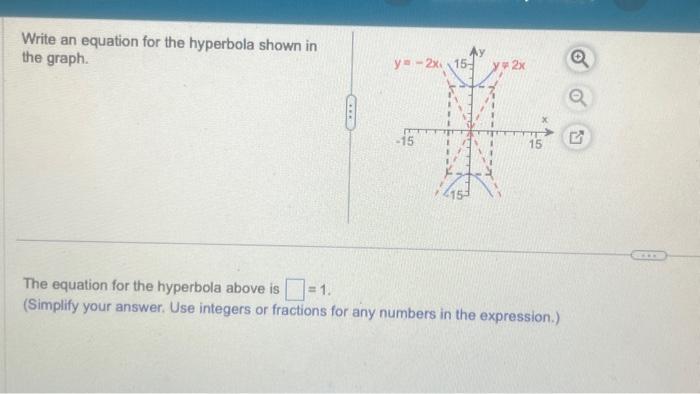 Solved Write an equation for the hyperbola shown in the | Chegg.com
