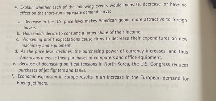 Solved 4. Explain whether each of the following events would | Chegg.com