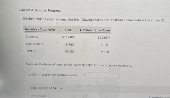 Solved Current Attempt in Progress Sheridan Video Center | Chegg.com