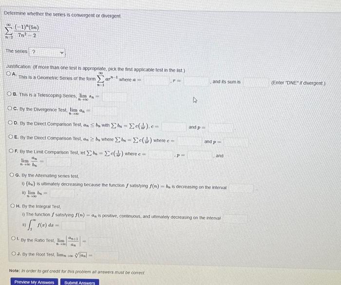 Solved Determine whether the series is comergent or | Chegg.com