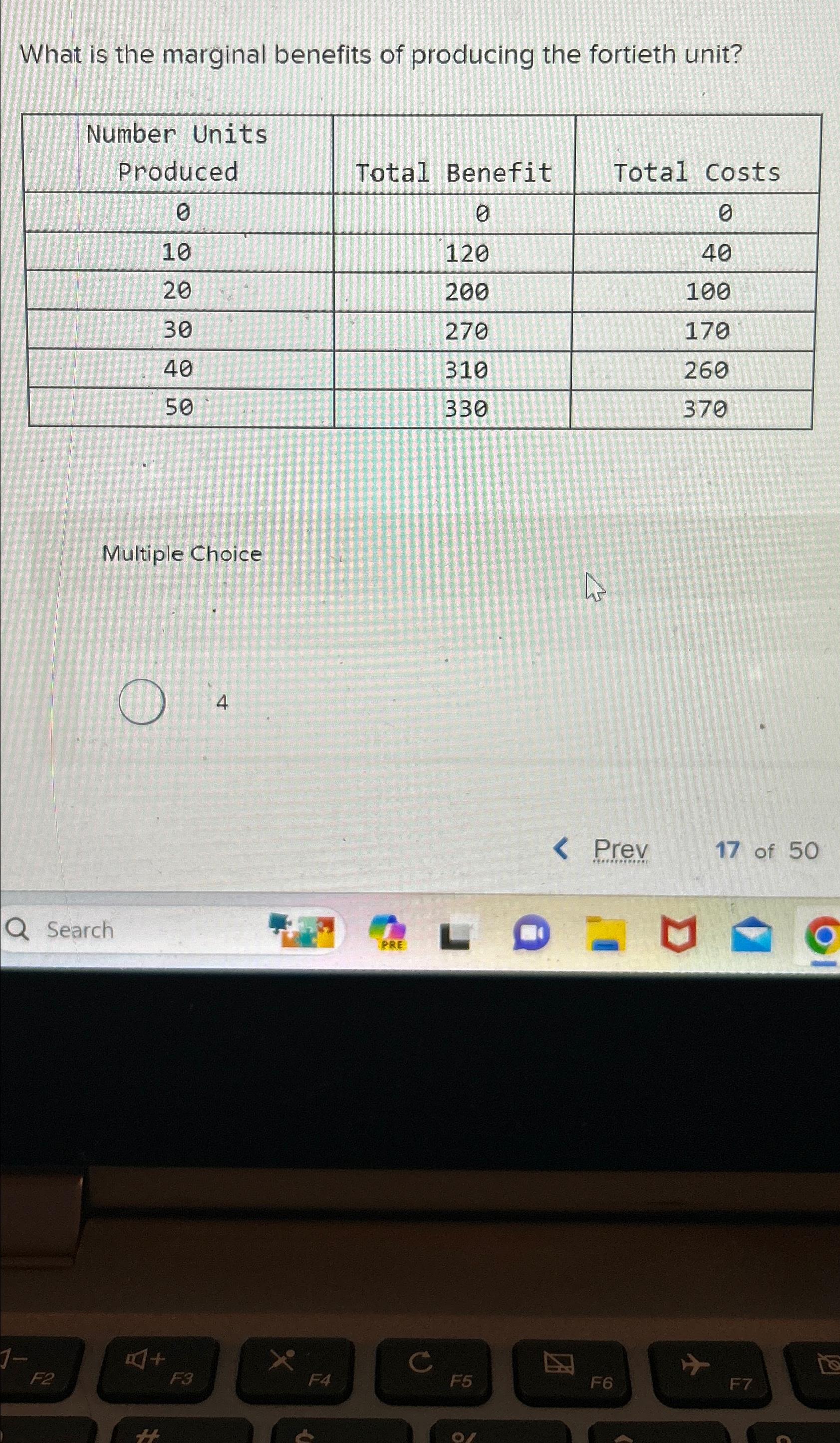 Solved What is the marginal benefits of producing the | Chegg.com