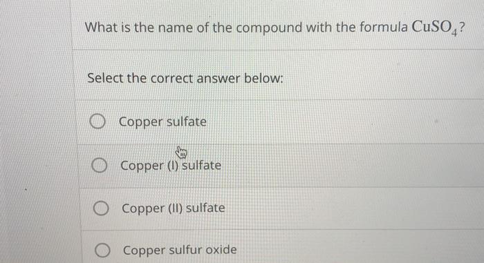 Solved What is the name of the compound with the formula | Chegg.com