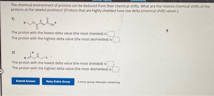 Solved The chemical environment of protons can be deduced | Chegg.com