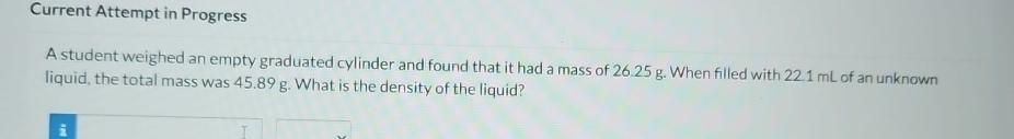 Solved Current Attempt in Progress\\nA student weighed an | Chegg.com