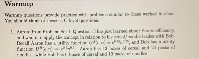 Solved Warmup Warmup questions provide practice with | Chegg.com