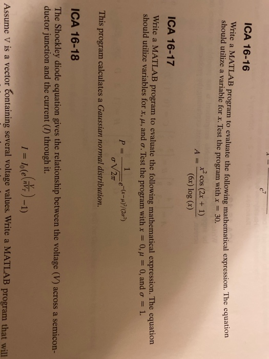 Solved ICA 16-16 write a MATLAB program to evaluate the | Chegg.com