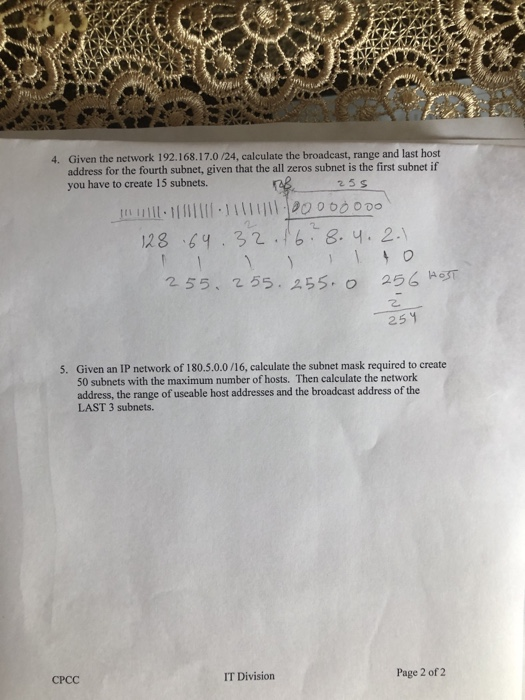 Solved In these subnetting problems, use VLSM. Start with | Chegg.com