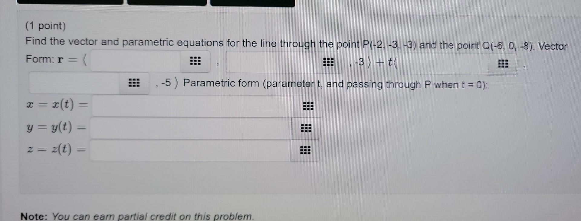 Solved Find the vector and parametric equations for the line | Chegg.com