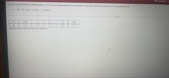 Solved Use The Vectorized Euler Method With H05 To Find An 1893