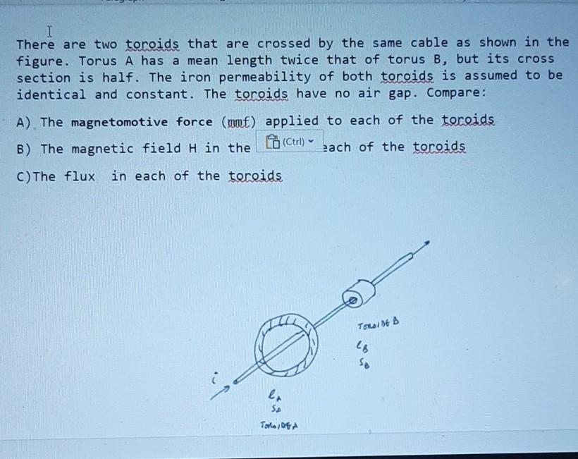 Solved I There are two toroids that are crossed by the same | Chegg.com