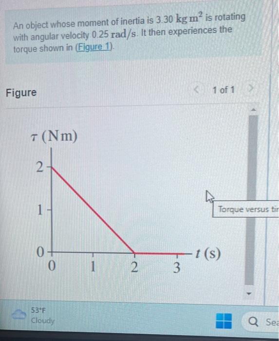 Solved An object whose moment of inertia is 3.30 kg m2 is | Chegg.com