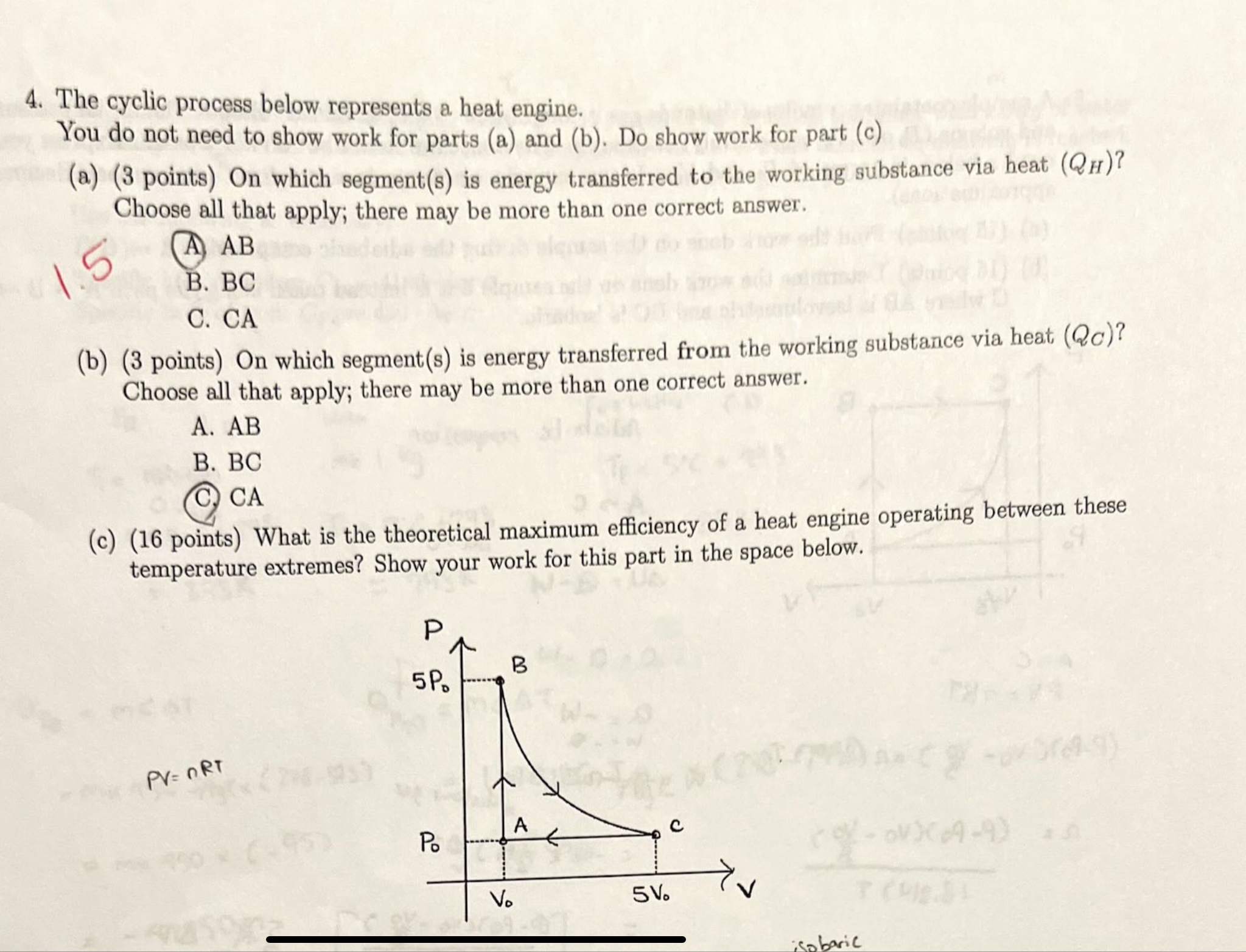 Solved 4. ﻿The cyclic process below represents a heat | Chegg.com