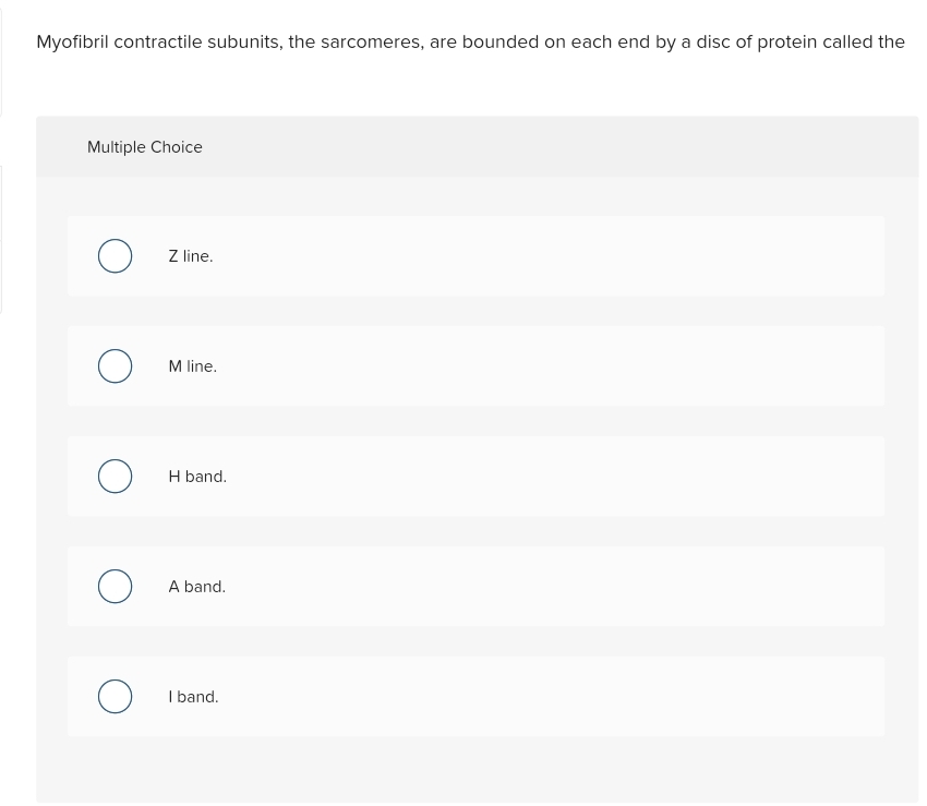 Solved Myofibril contractile subunits, the sarcomeres, are | Chegg.com