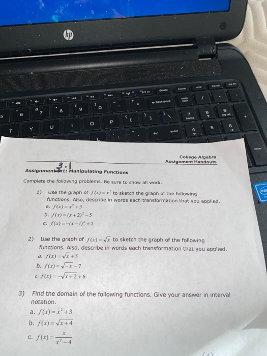Solved 78 College Algebra Assignment Handouts Assignment : | Chegg.com