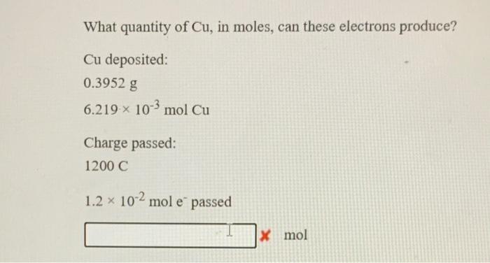 Solved What quantity of Cu, in moles, can these electrons | Chegg.com