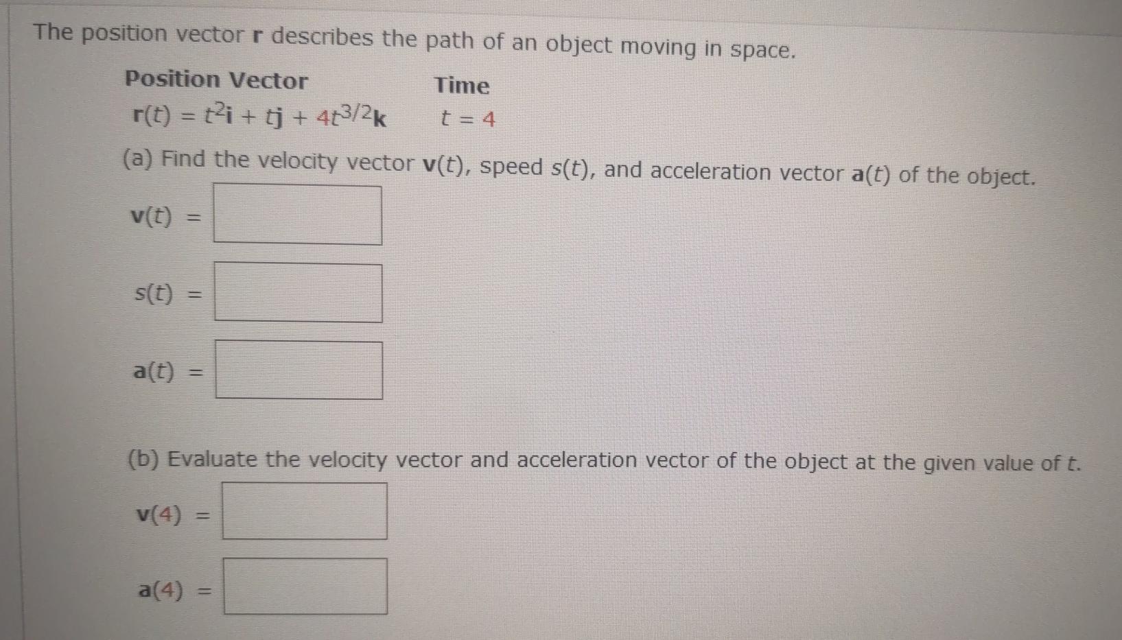 Solved The position vector r describes the path of an object | Chegg.com