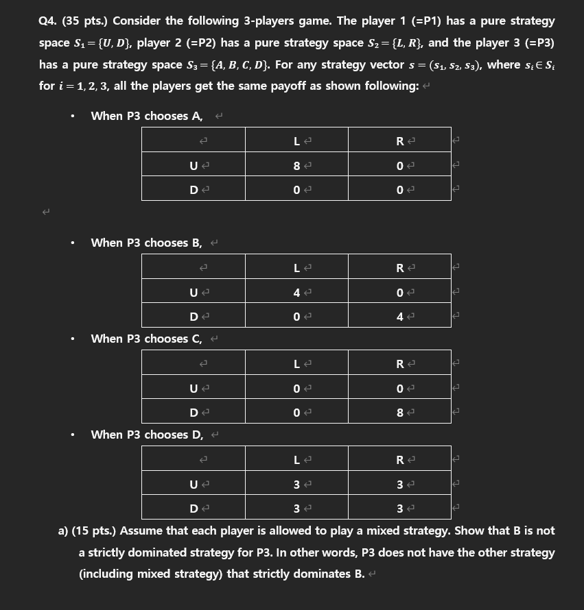 Solved as a pure strategy the player 3 (=P3) i2,S3), where | Chegg.com