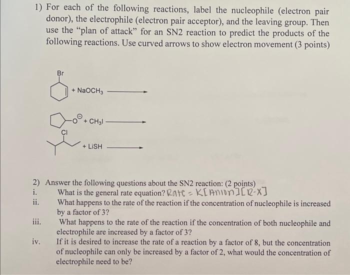 Solved 1) For each of the following reactions, label the | Chegg.com