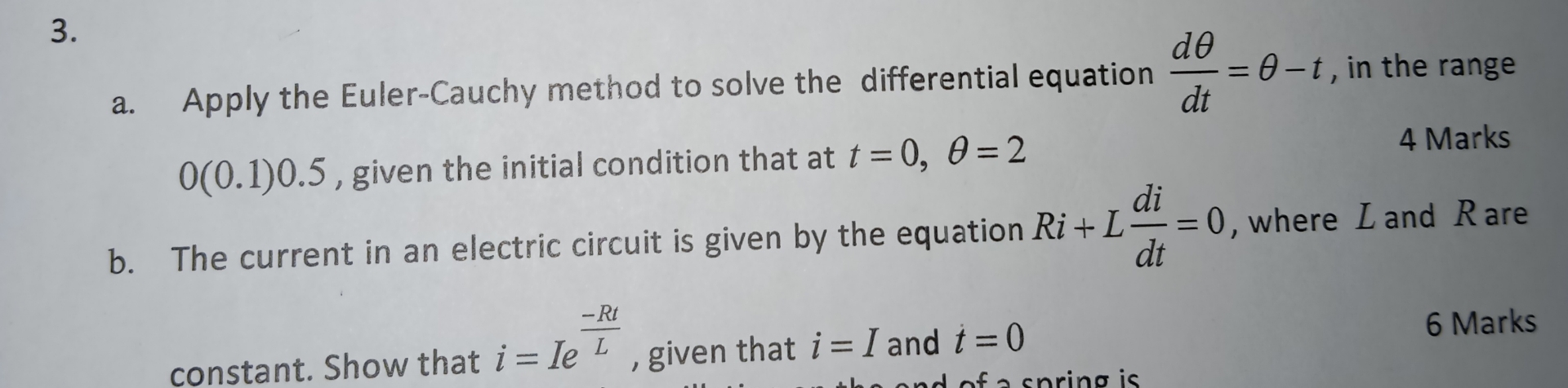 Solved a. ﻿Apply the Euler-Cauchy method to solve the | Chegg.com