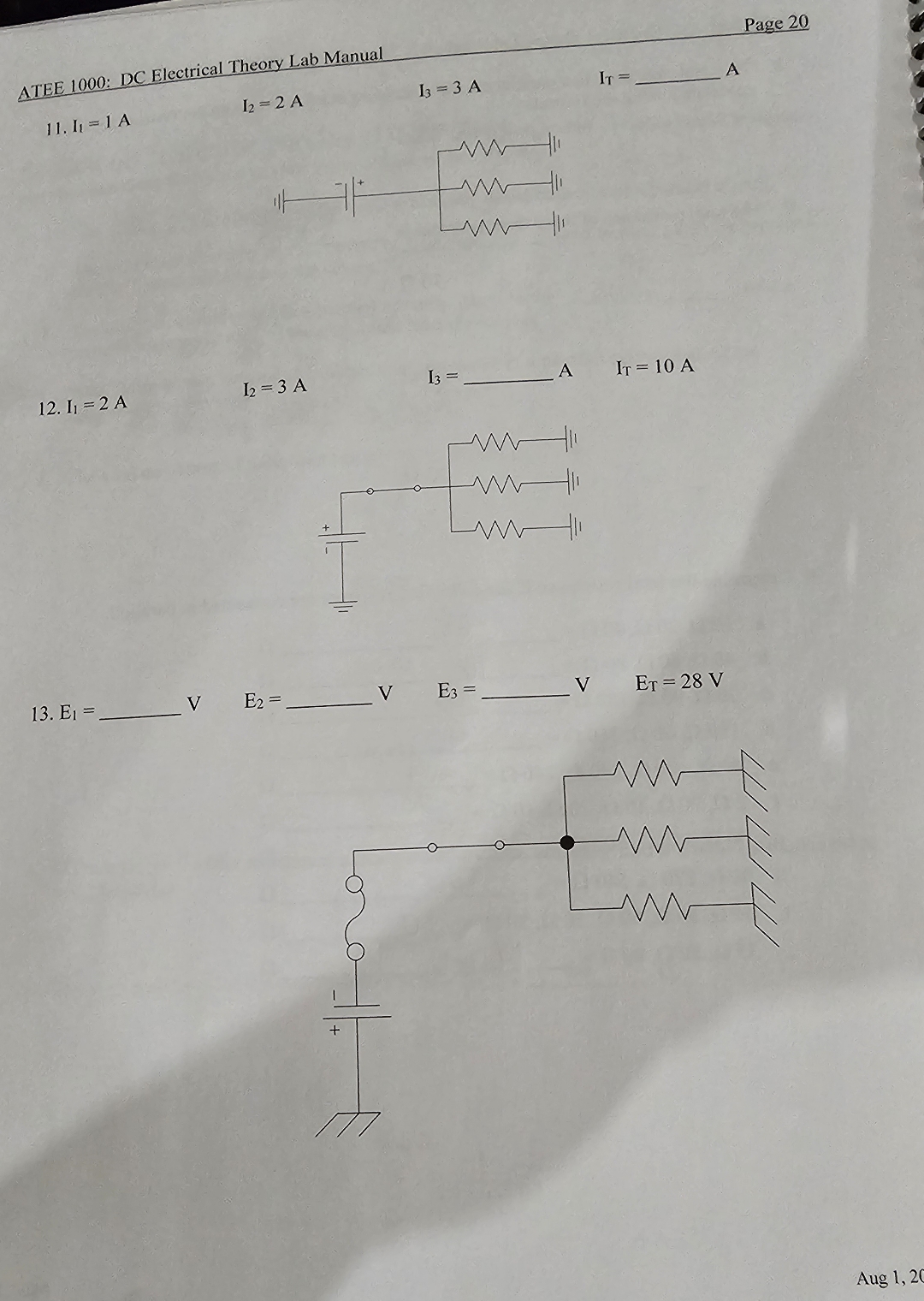 Solved Page 20ATEE 1000: DC Electrical Theory Lab | Chegg.com